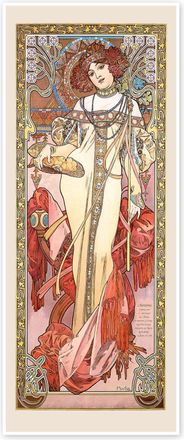 Posterlounge Die Vier Jahreszeiten - Herbst Poster von Alfons Mucha 20 x 50 cm Orange Wandbilder Wanddeko