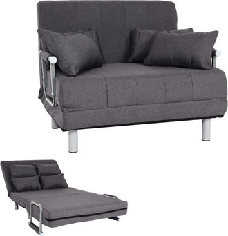 Mendler Schlafsessel HWC-K29, Klappsessel Schlafsofa Gästebett Relaxsessel, Liegefläche 186x97cm Stoff (270g/m²) - dunkelgrau