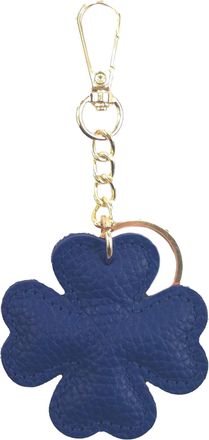 modamoda.de SA05 Leder Schl&uuml;sselanh&auml;nger, Taschenanh&auml;nger, handmade in Italy (Kleeblatt/Signalblau)