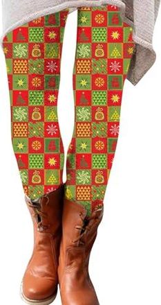 Generic Legging pour femme avec imprim&eacute; de No&euml;l et couche de base &eacute;l&eacute;gante parfaite pour un usage quotidien, Vert, M