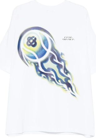 Casablanca Homme, Tops, Blanc, Taille: XL T-Shirt &agrave; Imprim&eacute; Graphique