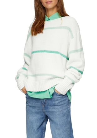 s.Oliver Gestreifter Strickpullover mit Rollkante