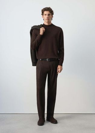 Mango Pull en m&eacute;lange de coton maille fine chocolat - Homme - XXL - MANGO MAN