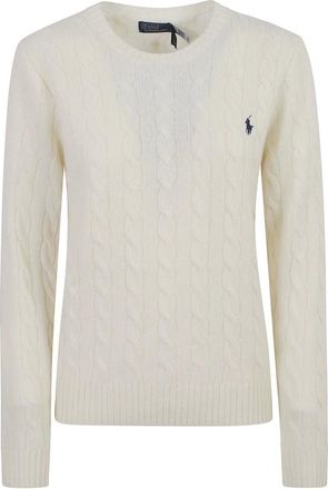 Ralph Lauren Femme, Pulls, Blanc, Taille: 42 FR Julianna Pull Col Rond en Laine et Cachemire