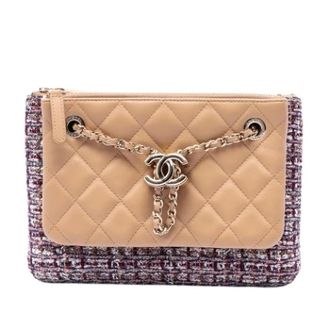 Chanel Pre-owned Quilted Lambskin & Tweed Crossbody - - Pre-owned - Damen - Beige - ONE SIZE