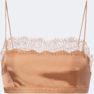 Ulla Johnson Cropped-Top Leiko aus Seiden-Twill mit Spitze