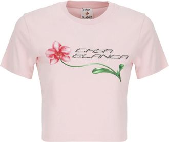 Casablanca Femme, Tops, Rose, Taille: 40 FR Orchid Logo Cropped Baby Tee