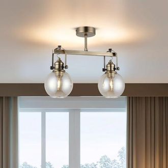 Opviq Antiquation Metal Chandelier, &Oslash;14 cm Glass Cap, 35 cm Height | 2 x E27 Max 40W, Elegant Design for Home & Office | IP20, Bulb Not Included