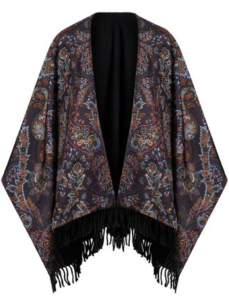Etro Cape mit Paisley-Print - Schwarz