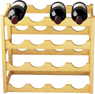 Generico Arbeitsplatte f&uuml;r Weinregale, rustikales Holzregal f&uuml;r 20 cm | platzsparendes Weinregal mit 4 Ebenen zur Aufbewahrung