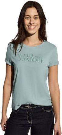 Cecil B322930 T-Shirt avec Inscription, Cool Salvia Green, XS Femmes