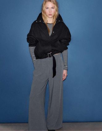 Stradivarius Bomber oversize doux au toucher - Noir