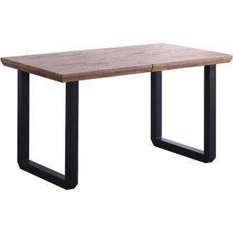 PEGANE Pegane - Table &agrave; manger rectangulaire extensible en bois coloris ch&ecirc;ne miel pieds noir - longueur 140-220 x profondeur 80 x hauteur 77 cm