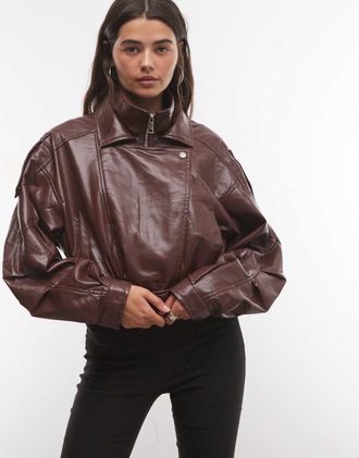 Azalea Wang Azalea Wang veste biker courte en PU bordeaux-Rouge