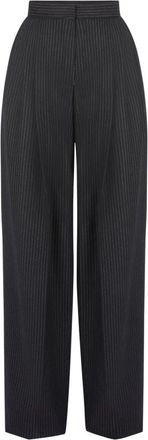 Nina Ricci Femme, Pantalons, Noir, Taille: 44 FR Pantalon Large en Laine &agrave; Rayures