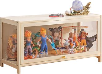 Generic Bambus-Vitrine, Display Cabinet mit Acryltüren, Dreiseitig Transparent, for Spielzimmer, Schlafzimmer(White 1,80cm/31.5in)