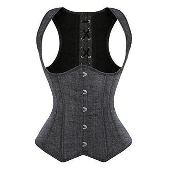 Grebrafan Corset Serre Taille en Jeans Steampunk EUR(48-50) 6XL