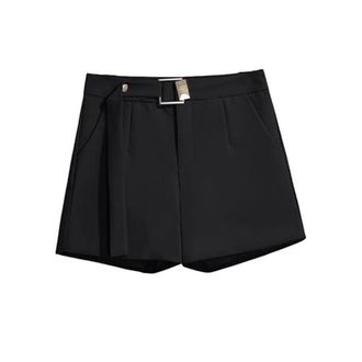 Generic Short d&eacute;t&eacute; d&eacute;contract&eacute; pour femme - Style fin 2025 - Tendance - Pour le bureau - Pantalon large &eacute;lastique taille haute - Pantalon de travail, Noir, XX