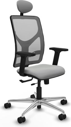 Piqueras y Crespo Computerrollstuhl mit 2D-Armen, h&ouml;henverstellbare Lendenwirbelst&uuml;tze und festes Kopfteil, ausgestattet mit Syncro/Traslack und Schneideschaum, Grau/He