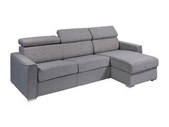 Vente-Unique Ecksofa mit Matratze - Ecke wechselbar - Stoff - Grau - Liegefl&auml;che 140 cm - Matratze 22 cm - Memory Schaum - Vizir