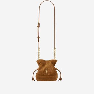 Saint Laurent Womens Mini Suede Clutch Brown Leather Shoulder Bags
