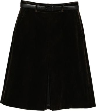 Juun.J ^ jupe plissée en velours côtelé - Marron