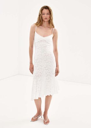 Mango Robe brod&eacute;e &agrave; d&eacute;coupes et volants blanc - Femme - XS - MANGO