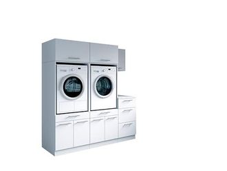 Laundreezy Waschraum Komplett-Set, Wei&szlig; - Modulares Schranksystem f&uuml;r Waschk&uuml;che & Hauswirtschaftsraum - 186 x 200 x 68 cm (B/H/T)