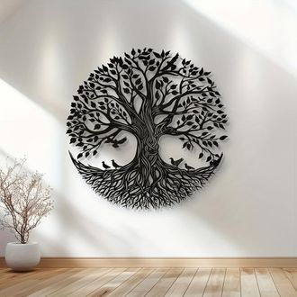 Generic Metall Wanddeko 40 cm (15,74 Zoll) Baum Skulptur zum Aufh&auml;ngen f&uuml;r Wohnzimmer Schlafzimmer Innen und Au&szlig;enbereich lasergeschnitten rustikaler schwarze