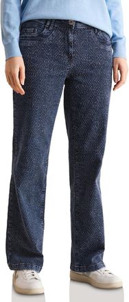 Cecil Damen Wide Leg Boucl&eacute;-Look Jeans