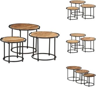 vidaXL Vidaxl - Satztische 3 Stk. Raues Massivholz Mango - Mangoholzm&ouml;bel - Setm&ouml;bel - Couchtisch - Beistelltisch - Nighstand