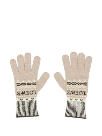Loewe gants &agrave; logo brod&eacute; - Tons neutres