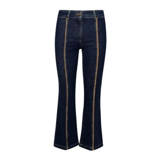 Moschino Jean &Eacute;vas&eacute; Taille Haute en Denim - Femme - Jeans - Bleu - Taille: 38 FR