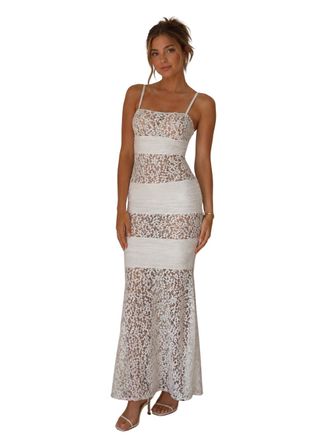 H&eacute;rve L&eacute;ger Womens Long Dress Marielle Gown White Recycled Rayon