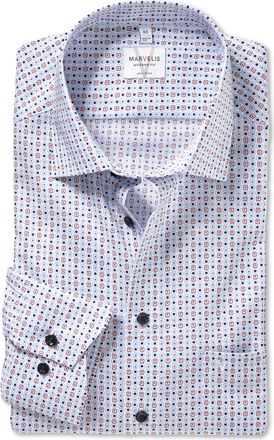 Marvelis Herren Oberhemd Langarm Non-Iron-Modern-Fit,Einfarbig,13 New Kent,rot 35,41