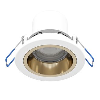 Eglo Einbaustrahler Yebra, &Oslash; 8,7 cm, Deckenspot Badezimmer dimmbar, Bad Deckenstrahler aus Kunststoff in Wei&szlig;, dekorativer Ring in Silber/Gold, warmwei&szlig; - 