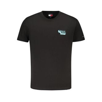 Tommy Hilfiger Schwarzes Baumwoll Herren T-Shirt - - Tops - Herren - Schwarzk - XL