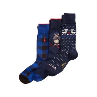 Polo Ralph Lauren unisex, Sous-v&ecirc;tements, Bleu, Taille: ONE Size Bo&icirc;te Cadeau de Chaussettes Mi-Mollet