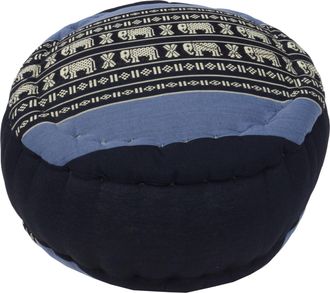 Guru Shop Rundes Meditationskissen, Yoga Kissen, Yogakissen, Sitzkissen, Bodenkissen, Dekokissen - Schwarz/blau, 18x30x30 cm