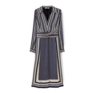 Motivi Femme, Robes, Bleu, Taille: 36 FR Foulard Print Satin Shirt Dress