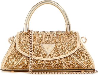 Guess Beauvoir Top Handle Flap Bag Gold