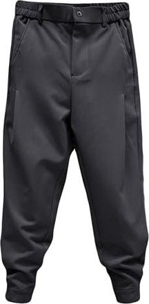 Generic Pantalon habill&eacute; l&eacute;ger de couleur unie pour homme, pantalon de costume d&eacute;contract&eacute; &agrave; revers &agrave; la cheville, pantalon de travail d&eacute;t&eacute;, Gris fonc&eacute; D, 48