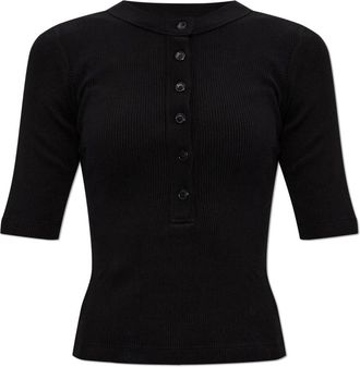 Citizens Of Humanity Femme, Tops, Noir, Taille: 40 FR Nali Short Sleeve Henley