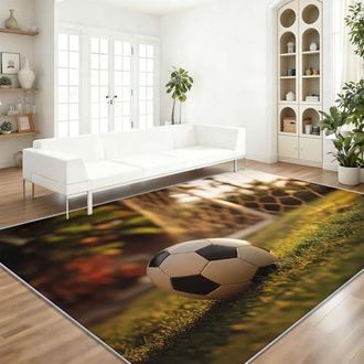 Generic Tapis &agrave; Motif Football Moderne Grand Antid&eacute;rapant &agrave; Poils Courts Doux Chambre Poil Ras de Sol Vert, 160 x 230 cm