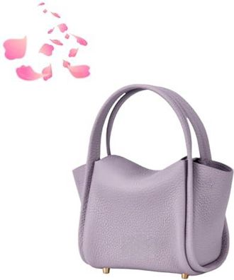 Generic Mini sac seau en cuir de vachette pour femme, sac &agrave; main classique l&eacute;ger, sac &agrave; bandouli&egrave;re tendance, portefeuille &agrave; bandouli&egrave;re amovible, violet clai