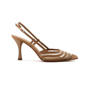 Gianmarco F. Slingback aus Leder und Mesh - - Shoes - Damen - Beige - 40 EU