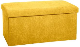 PEGANE Pegane - Pouf pliable coloris Ocre en velours - l. 76 x l. 38 x h. 38 cm