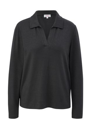 s.Oliver Damen Langarmshirt mit Polokragen Grey, 38
