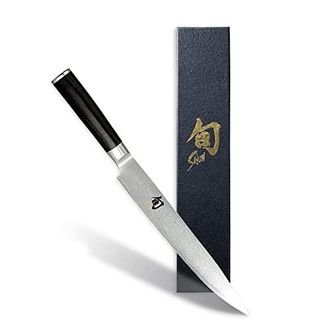 Shun KAI Shun Classic japanisches Schinkenmesser 23 cm Klingenlänge - Damastmesser 32 Lagen VG MAX Kern - 61 (±1) HRC - Pakkaholzgriff - Made in Japan - Fl