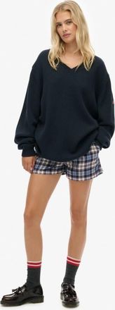 Superdry Pull oversize &agrave; col en V - Bleu marine profond